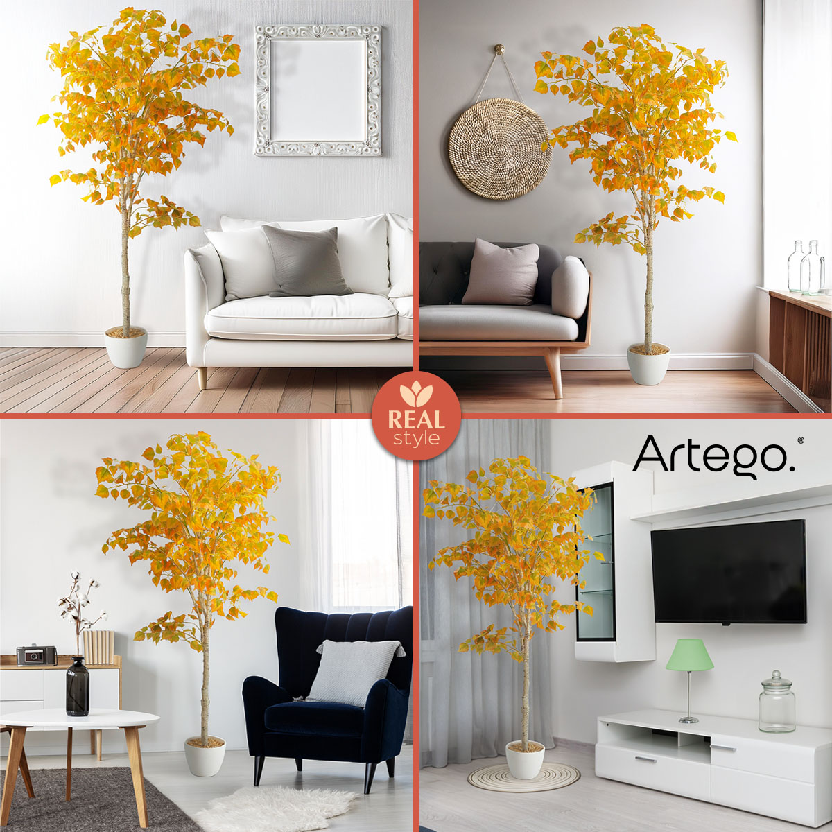 Planta Artificial Moderna Con Maceta Decorativa Real Style Arból Ann Arbor Abedul Grande De ...